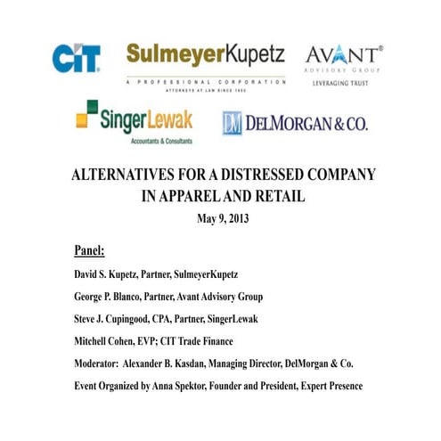 Alternatives for a Distressed Company in Apparel and Retail | PPT