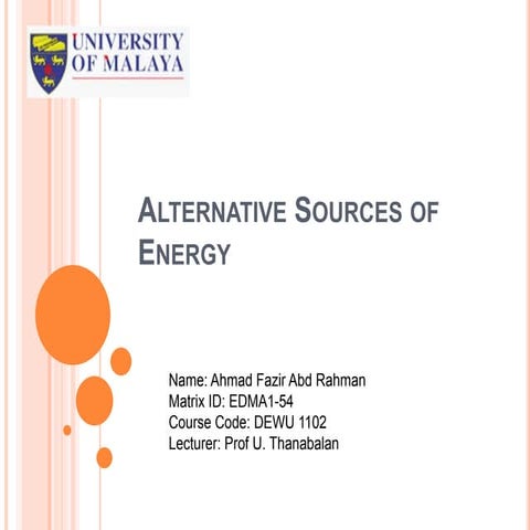 Alternative sources of energy | PPTX