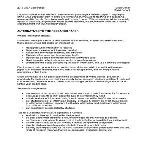 Alternatives to the Research Paper | DOCX