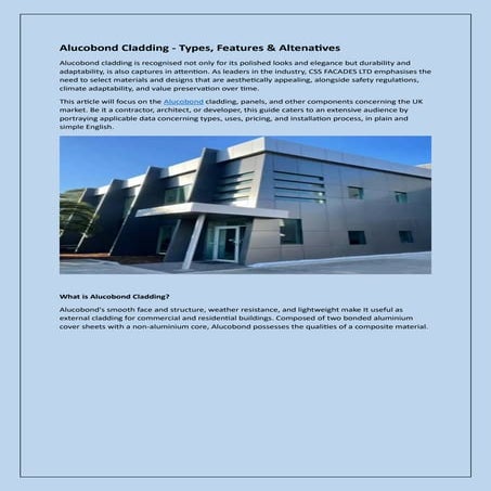 Alucobond Cladding- Types, Features & Alternative | PDF