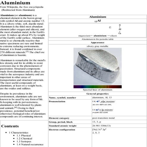Aluminium wikipedia, | PDF