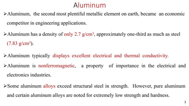 Aluminium and its alloy | PPTX