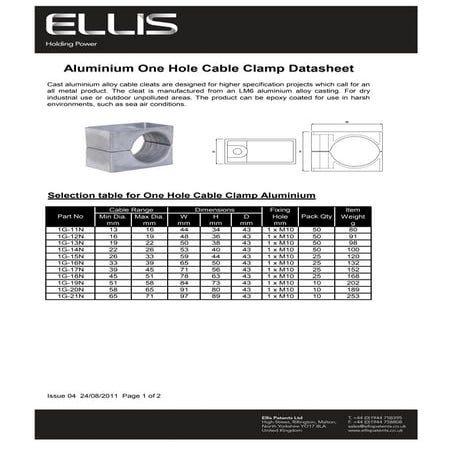 Ellis Patents Aluminium Two Hole Cable Clamps - Aluminium Cable Cleats ...