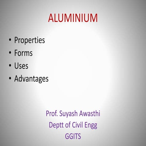 Aluminium Power Point Presentation SA JBP | PPTX