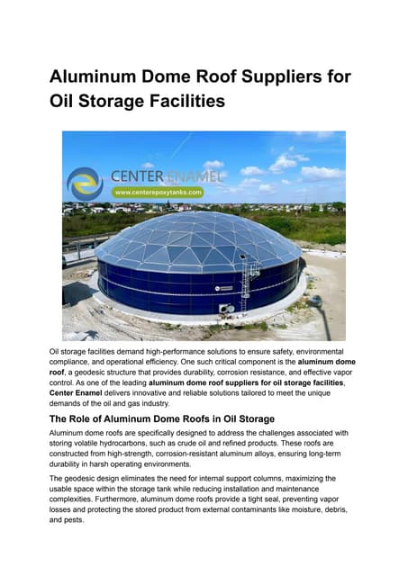 Aluminum Dome Roofs for Oil Refinery Storage Tanks.docx