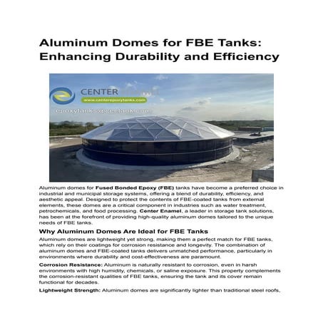 Aluminum Domes for FBE Tanks_ Enhancing Durability and Efficiency.docx