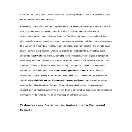 Aluminum Geodesic Dome Roof for Drinking Water Tanks Shields Water from ...