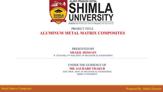 Fabrication of metal matrix composites using stir casting method | PPT