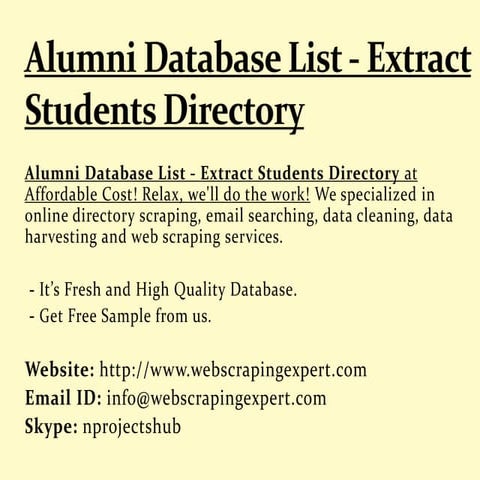 Alumni Database List - Extract Students Directory | PPTX