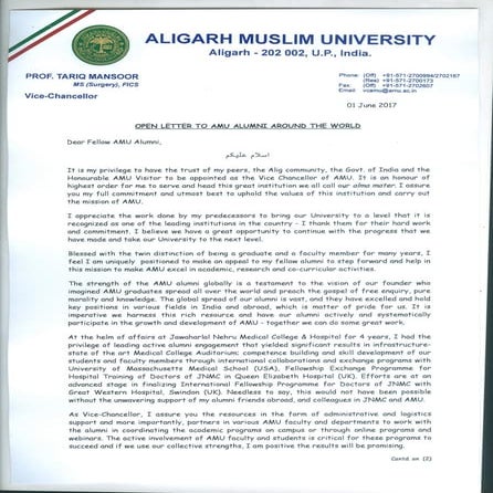 Open Letter to AMU Alumni around the globe | PDF