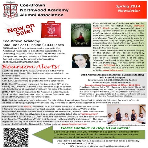 CBNA Alumni Association Newsletter Spring 2014 | PDF