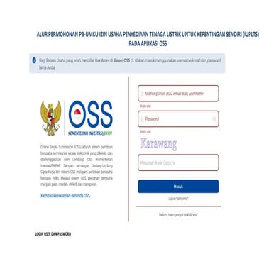 ALUR IUPTLS Izin Usaha Penyedia Tenaga Listrik untuk Kepentingan Sendiri DI OSS | PDF