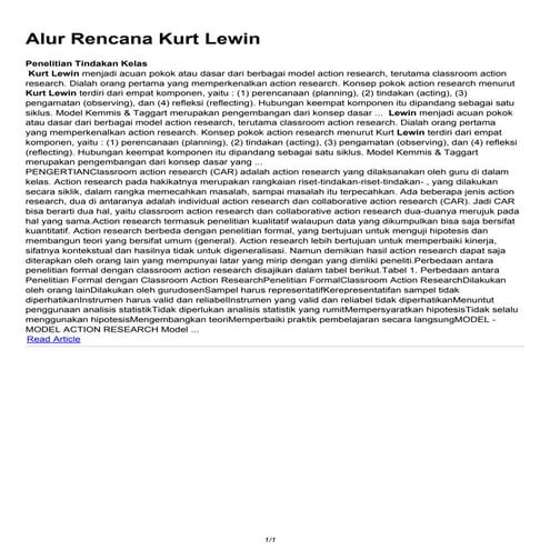 Alur rencana kurt lewin | PDF