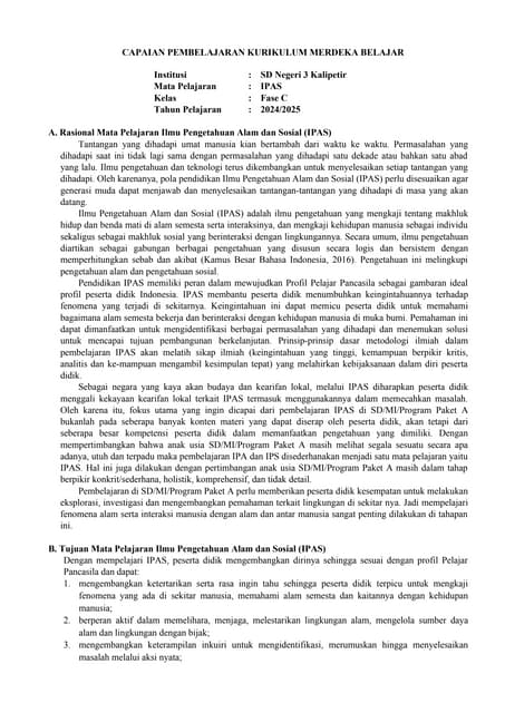 CP IPAS FASE B untuk kelas 4 sampai 6 SD | DOC