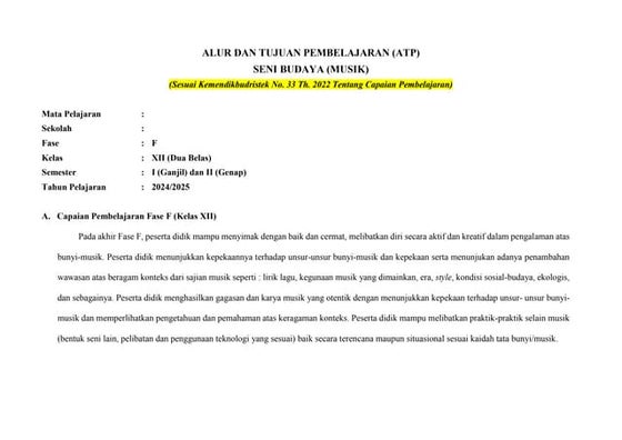 ACP (Analisis Capaian Pembelajaran) Kelas VII Seni Budaya.docx