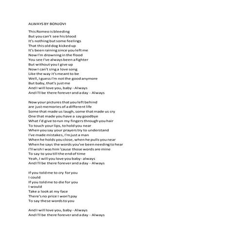 Letra de always bon jovi | DOCX
