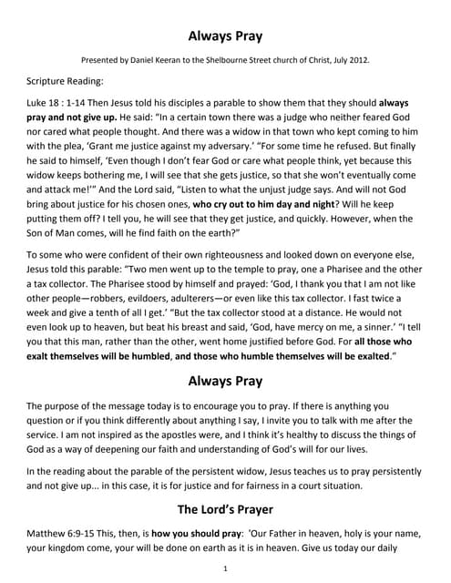 Prayer | PPT | Christianity | Religion & Spirituality