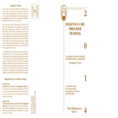 Alzheimer's brochure 2014 (6) | PDF | Eldercare | Family and Relationships