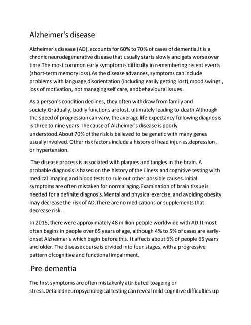 Biochemistry of Alzheimers disease | PPTX
