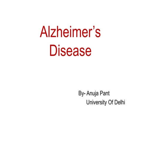Alzheimer's Disease.ppt | Brain and Nervous System Disorders | Diseases ...
