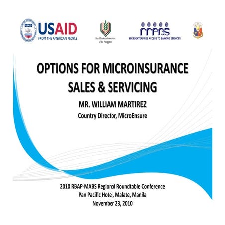 RRT 2010 - MicroEnsure on Microinsurance | PPT
