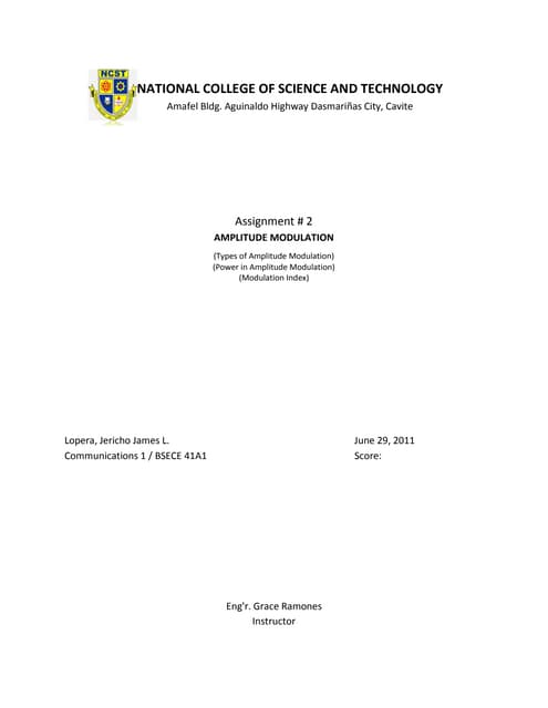 Generation of SSB and DSB_SC Modulation | PPT