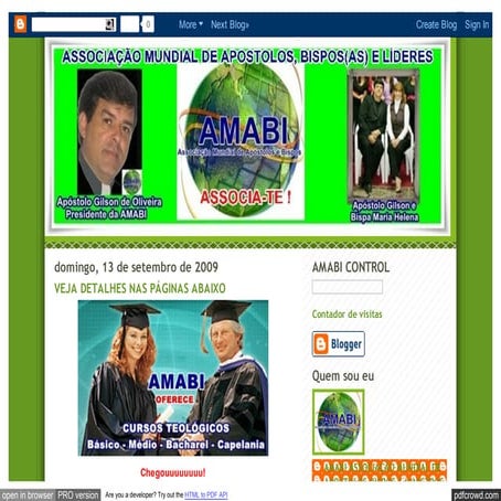 Amabi associação mundial de apostolos,bispos e ministros | PDF