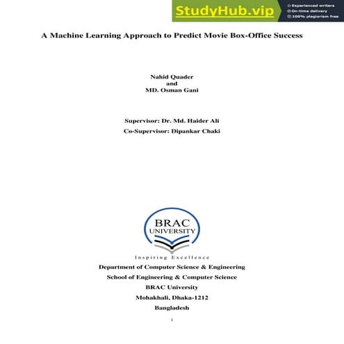 A Machine Learning Approach To Predict Movie Box-Office Success | PDF