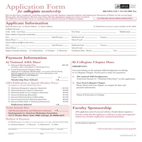 Ama collegiate application | PDF
