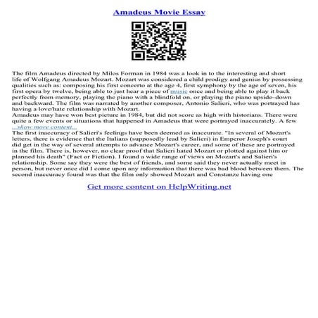 Amadeus Movie Essay | PDF