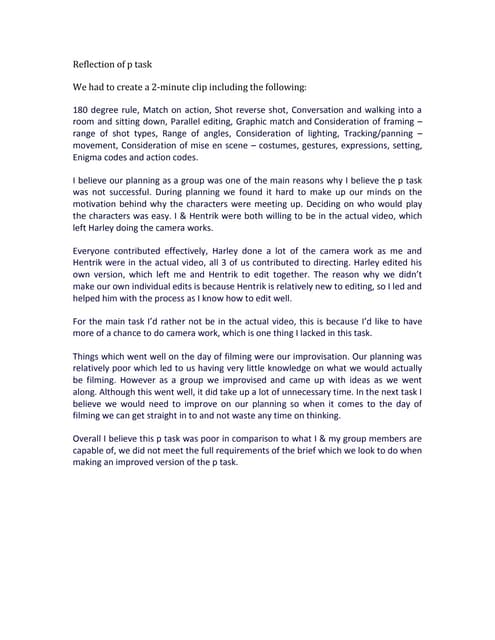 Reflection on p task | PDF