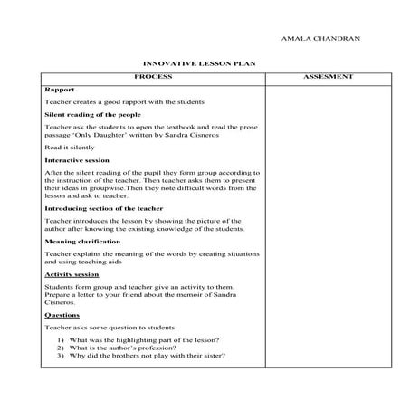 Innovative Lesson Plan | PDF