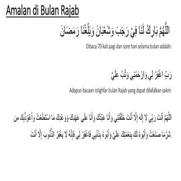 Kumpulan doa dan amalan di bulan rajab selama 30 hari | PPT