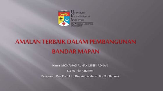 Amalan terbaik dalam pembangunan bandar mapan | PPTX
