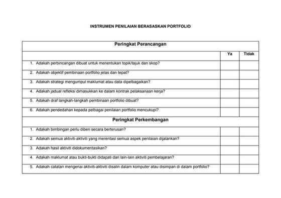 Instrumen Penilaian Portfolio | DOCX