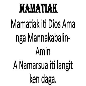 ILOCANO PRAYER Mamatiak, Amami, Ave Maria, Gloria | PPTX