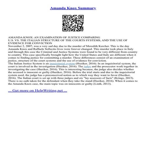 Amanda Knox Summary | PDF