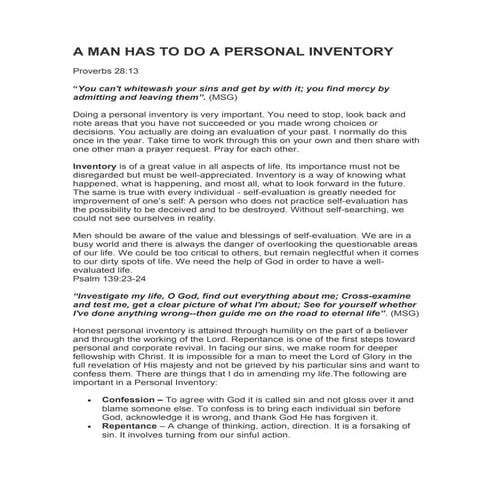 A man has to do a personal inventory | PDF
