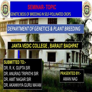 Genetic Besis Of Breeding In Self Pollinated Crops Pptx Pptx