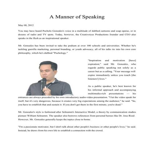 A Manner of Speaking | PDF
