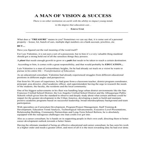 A man of vision | PDF | Education