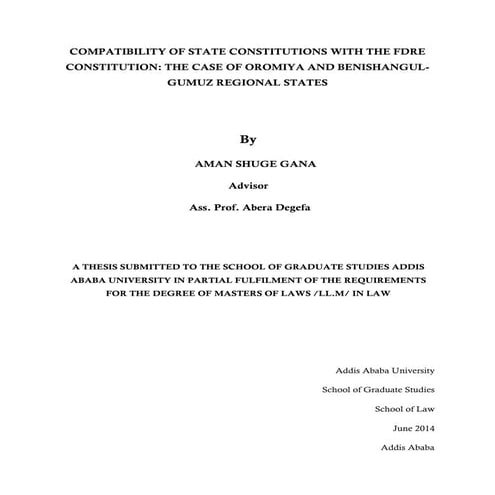 Aman Shuge Gana Master (LLM) Thesis by 2014 | PDF