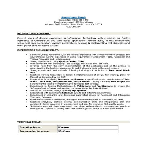 Specifications for Enterprise Testing