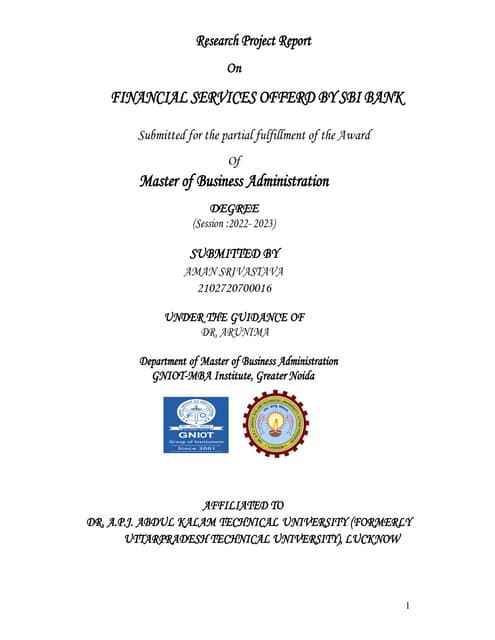 Presentation on state bank of india | PPTX