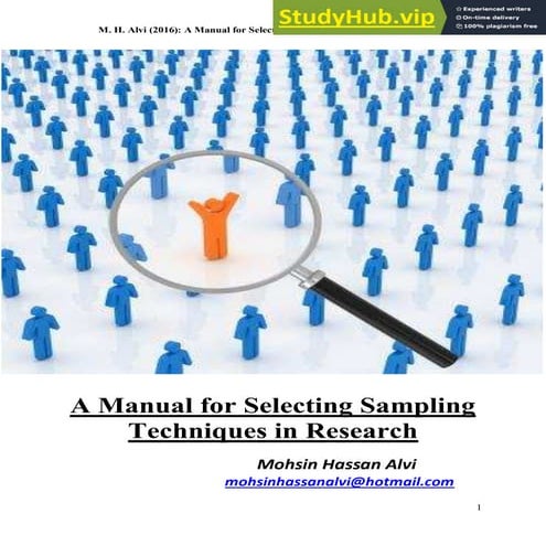 A Manual For Selecting Sampling Techniques In Research | PDF