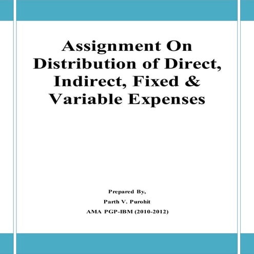 Distribution of Direct indirect fixed and Variable | DOCX