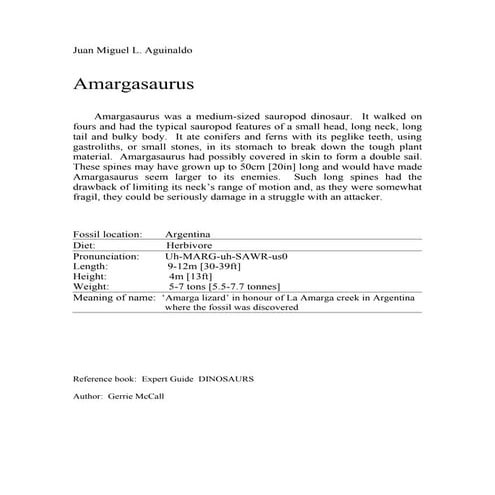 Amargasaurus | PDF