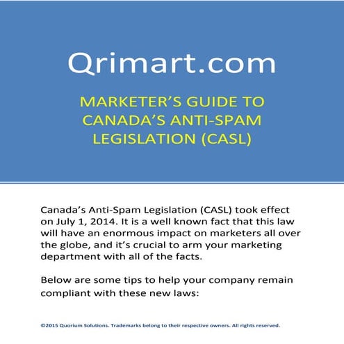 A marketers guide to canada anti spam legislation (casl) | PDF | Email ...