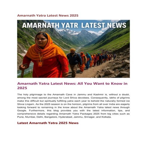 Amarnath Yatra 2026 News_ Registration, Weather Updates & Travel ...