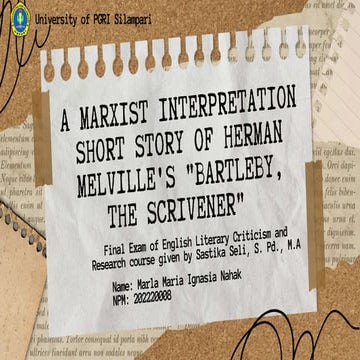 A Marxist Interpretation short story of Herman Melville's Bartleby, the ...